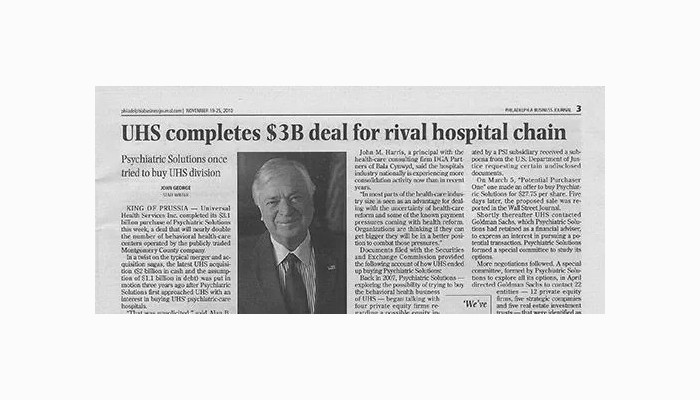 UHS Reaches an Agreement to Acquire Psychiatric Solutions, Inc ...